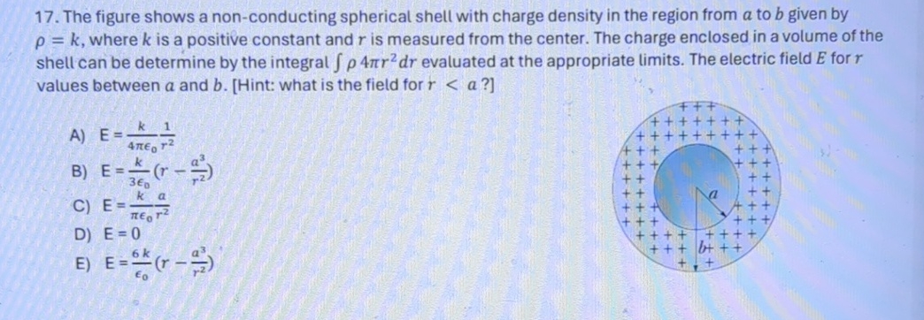 Solved The figure shows a non-conducting spherical shell | Chegg.com