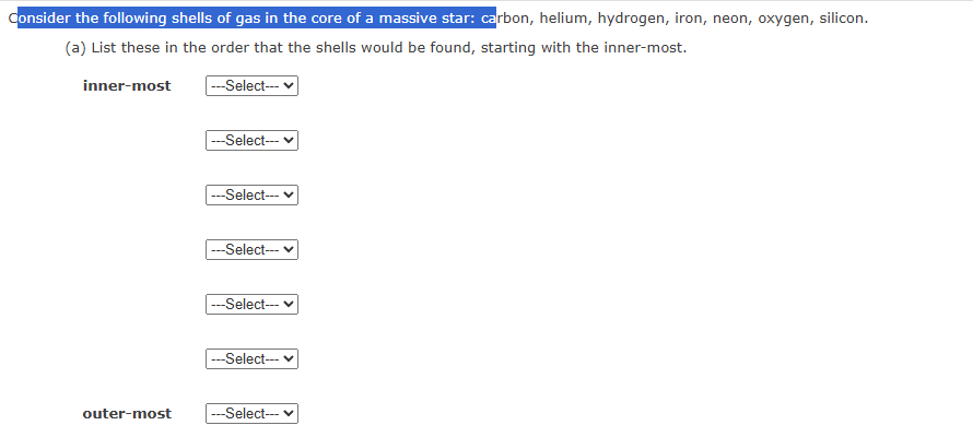 Solved Consider the following shells of gas in the core of a | Chegg.com