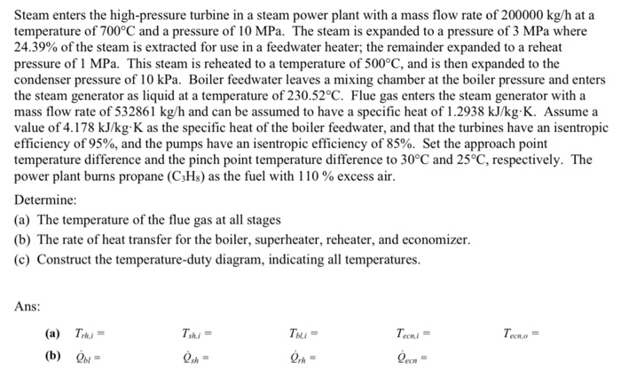 Steam enters the high-pressure turbine in a steam | Chegg.com
