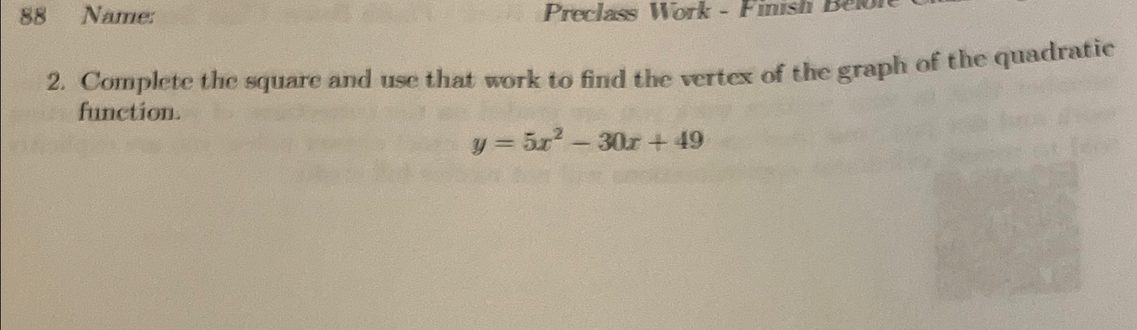 Solved Complete the square and use that work to find the | Chegg.com