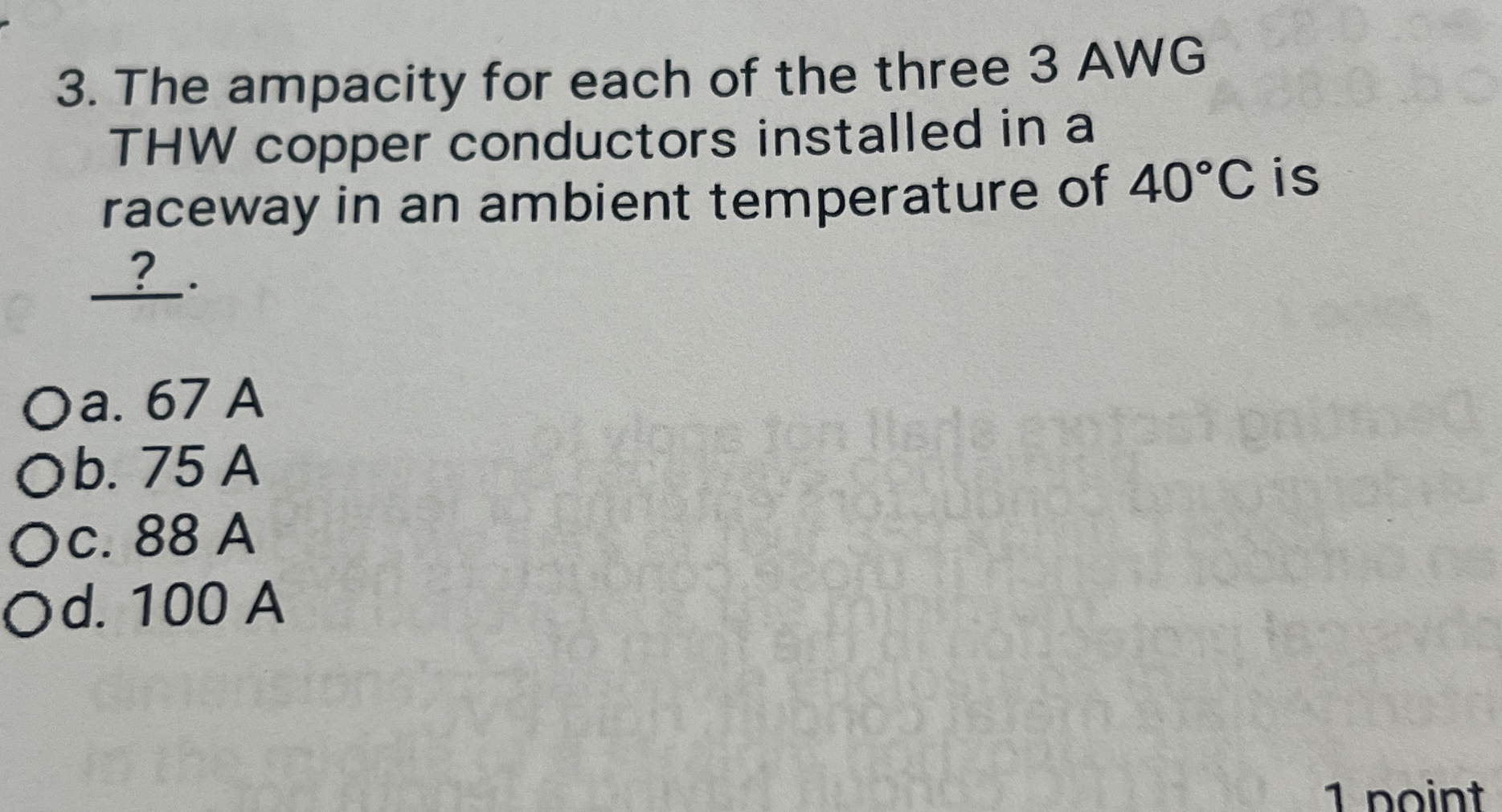 Solved The ampacity for each of the three 3 ﻿AWG THW copper | Chegg.com
