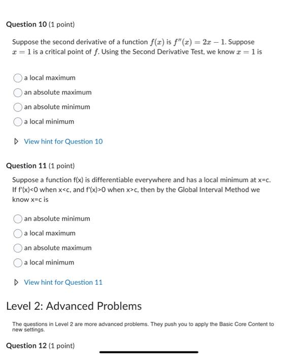 Solved Suppose the second derivative of a function f(x) is | Chegg.com