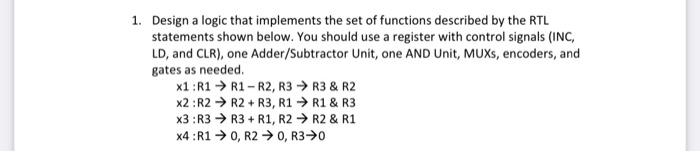 Solved 1. Design a logic that implements the set of | Chegg.com