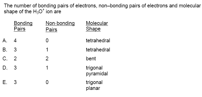 Solved The number of bonding pairs of electrons, non-bonding | Chegg.com