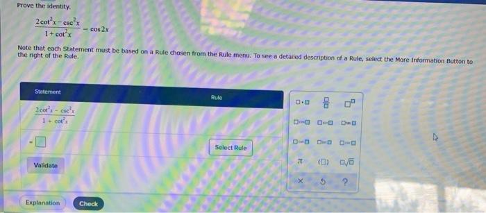 Solved Prove the identity 2 cotºx-csc? = cos 2x 1 + cotx | Chegg.com