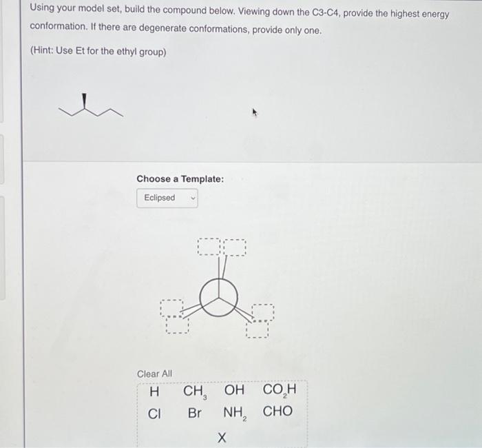 Solved Using your model set, build the compound below. | Chegg.com
