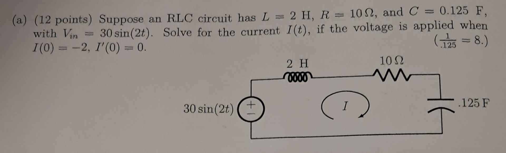(a) (12 ﻿points) ﻿Suppose an RLC circuit has | Chegg.com