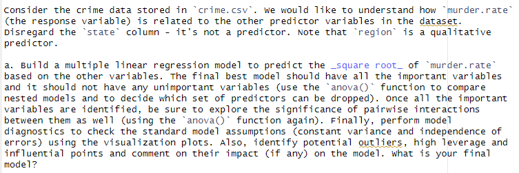 Solved please provide codes to solve this, this is Rstudio | Chegg.com