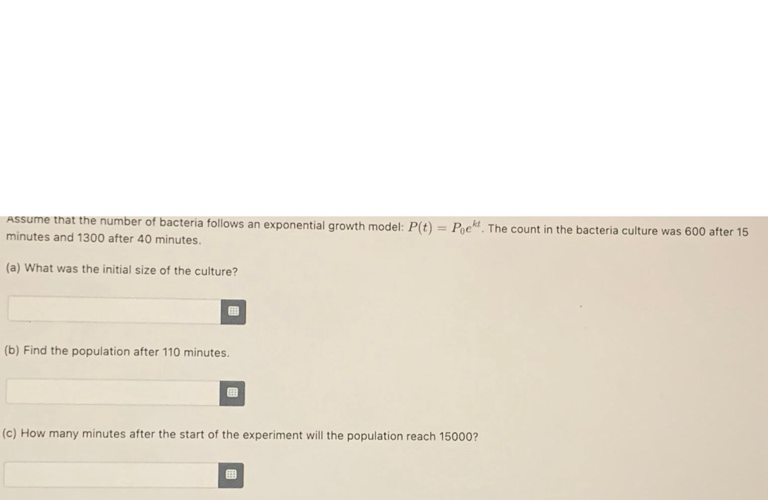 Solved Assume that the number of bacteria follows an | Chegg.com