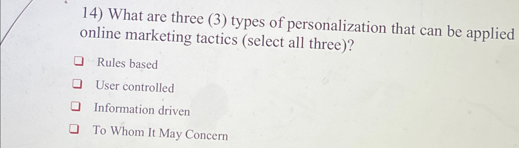 Solved What are three (3) ﻿types of personalization that can | Chegg.com