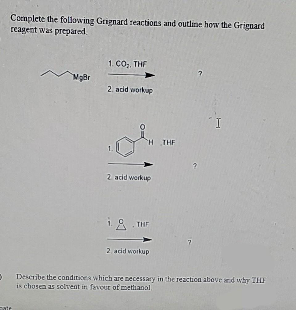 Solved D Complete the following Grignard reactions and | Chegg.com