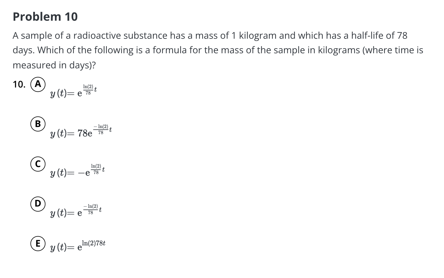 Solved Problem 10A sample of a radioactive substance has a | Chegg.com