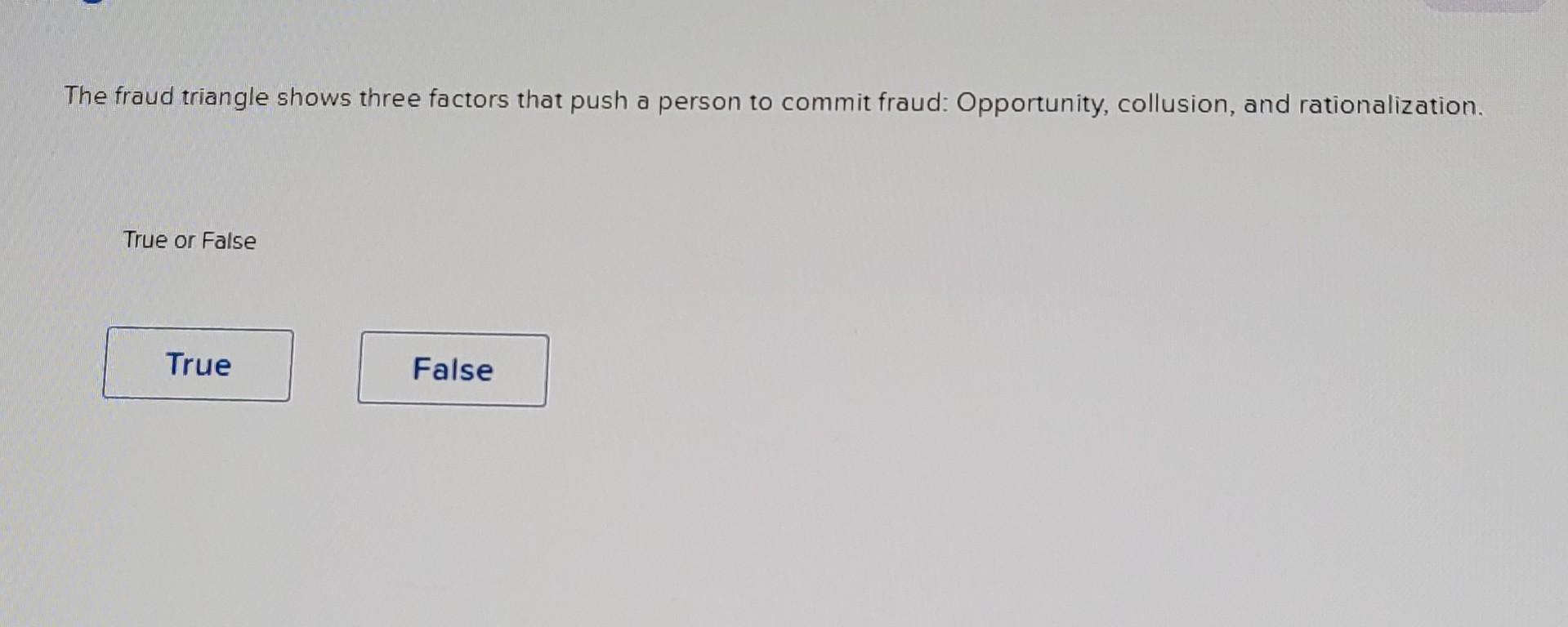 Solved The fraud triangle shows three factors that push a | Chegg.com