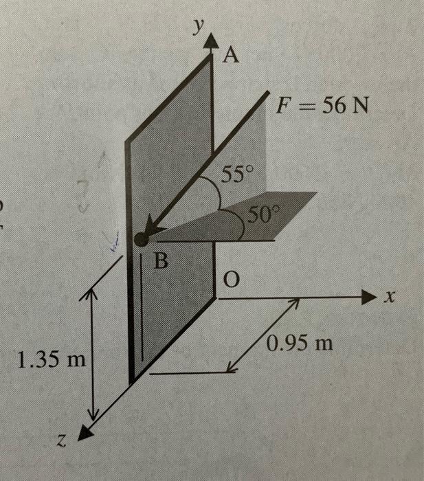 Solved The force F=56N acts on the door knob B. Determine | Chegg.com