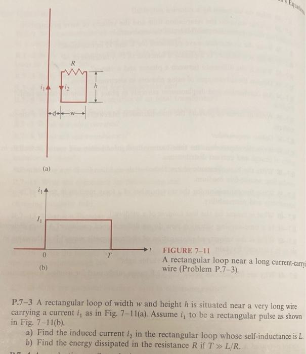 Solved R FAT (a) 11 T FIGURE 7-11 A rectangular loop near a | Chegg.com