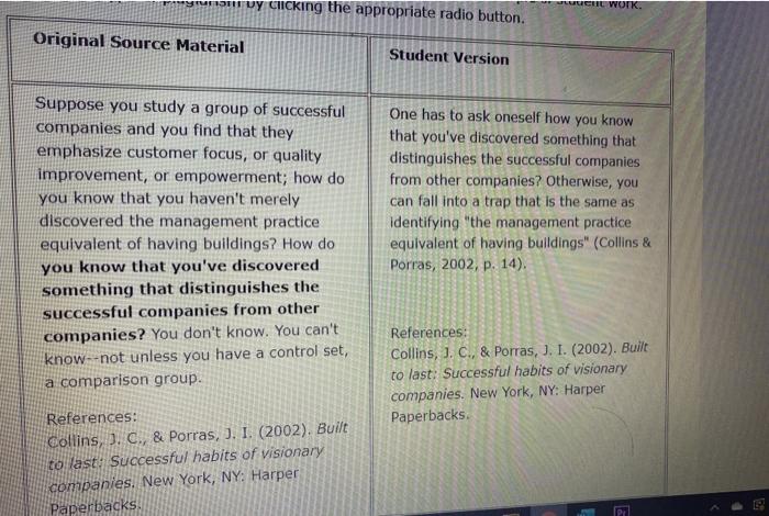 Solved what type of plagiarism Word-for-word | Chegg.com