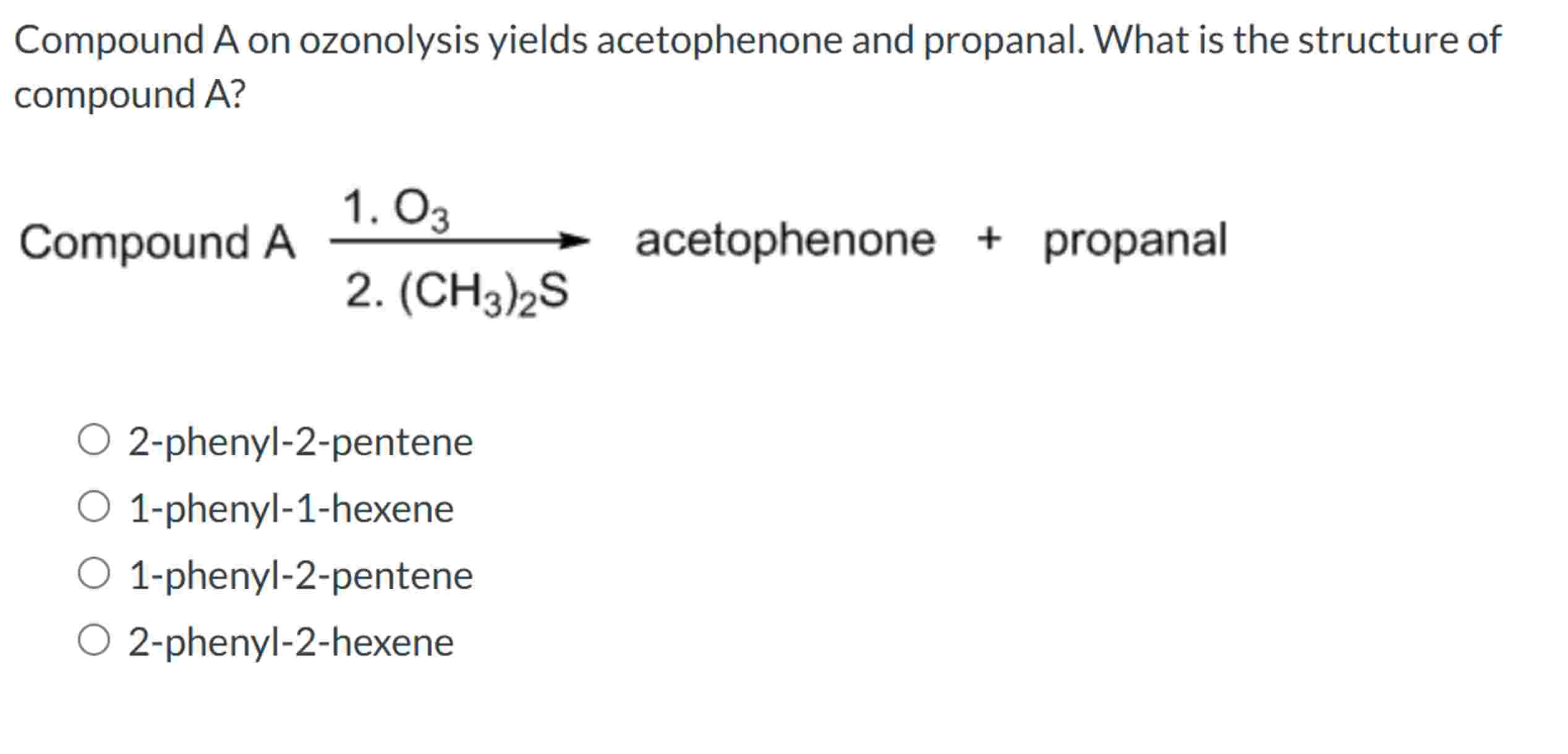 Solved Compound A on ﻿ozonolysis yields acetophenone and | Chegg.com