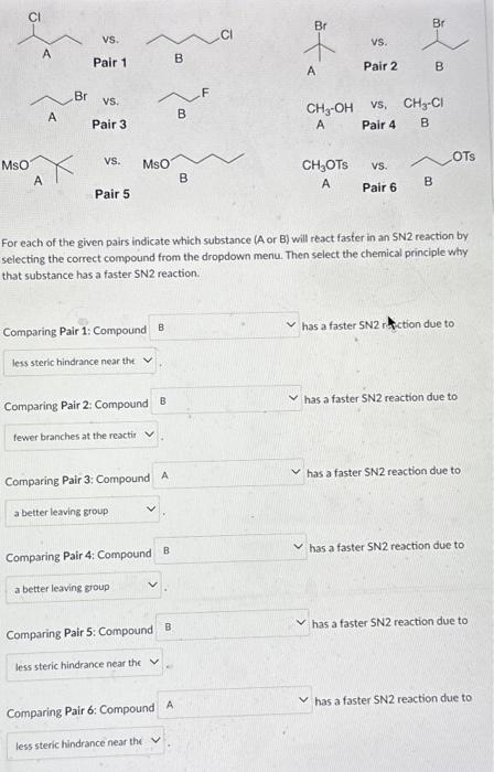 Solved vs. vs. Pair 1 B A Pair 2 B vs. A Pair 3 B CH3−OH vs, | Chegg.com