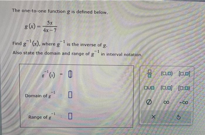 Solved The one-to-one function g is defined below. | Chegg.com