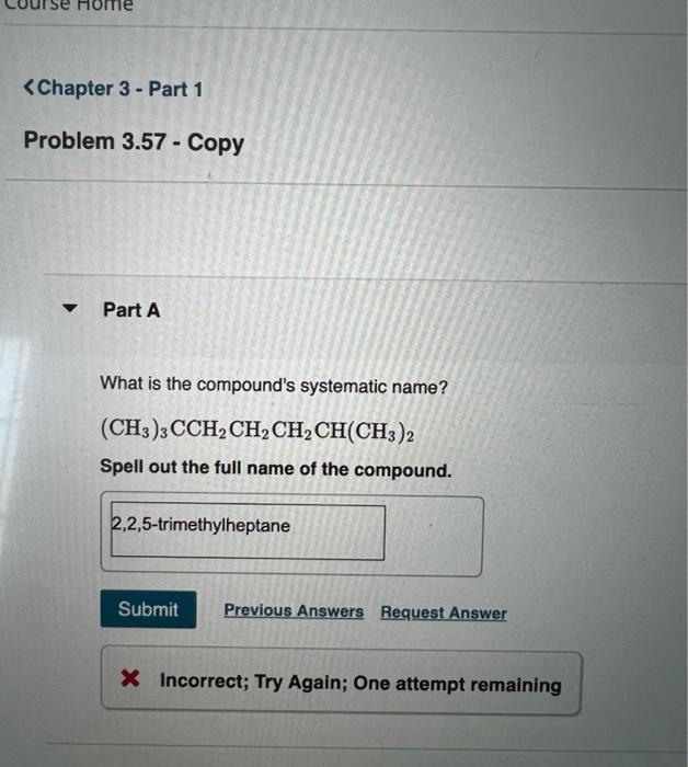 Solved What is the compound's systematic name? | Chegg.com