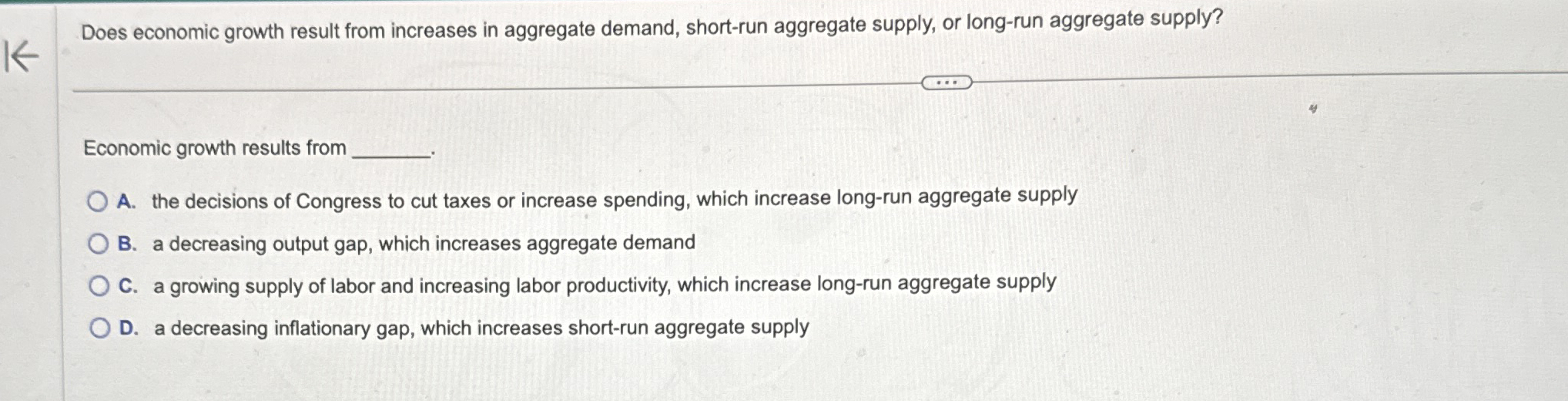 Solved Does economic growth result from increases in | Chegg.com
