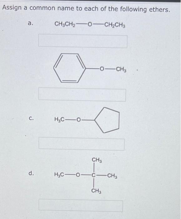 Solved Assign an IUPAC name to each of the following ethers. | Chegg.com