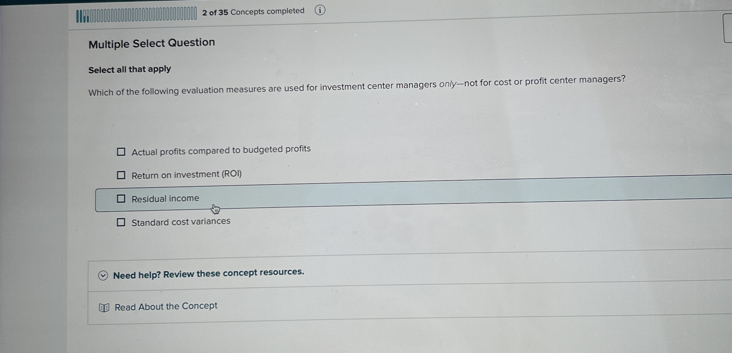 High Quality SOLUTION 2 ﻿of 35 ﻿Concepts completedMultiple Select | Chegg.com