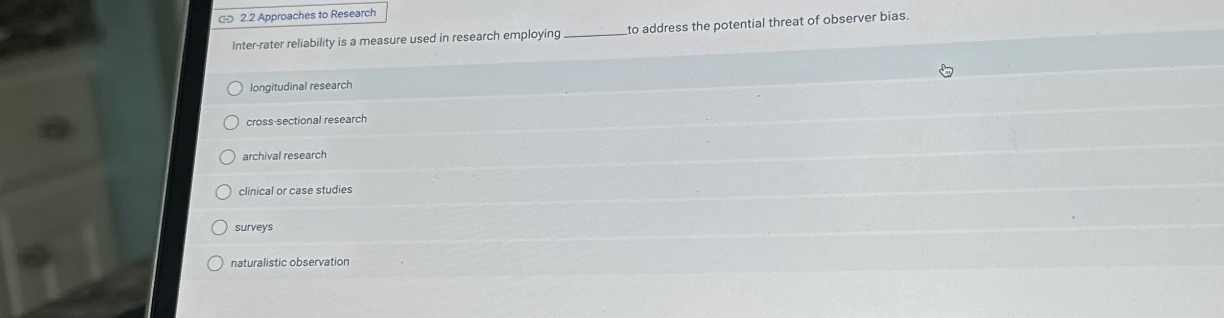 Solved harr2.2 ﻿Approaches to ResearchInter-rater | Chegg.com