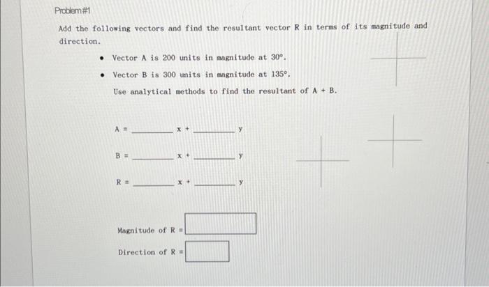 Solved Problem #1 Add the following vectors and find the | Chegg.com