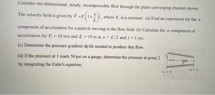 Solved Consider one-dimensional, steady, incompressible flow | Chegg.com Solved Consider one-dimensional, steady, incompressible flow | Chegg.com