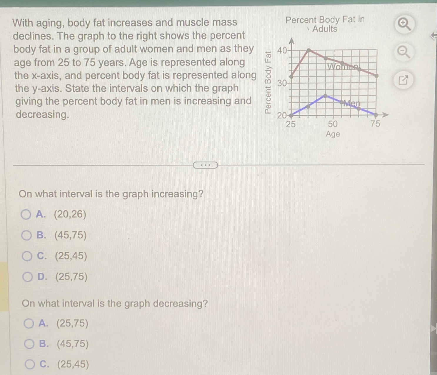 Solved With aging, body fat increases and muscle mass | Chegg.com