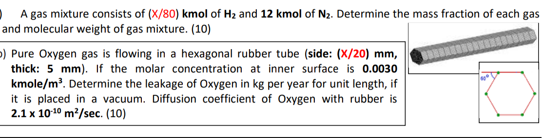 Solved 3 A gas mixture consists of (X/80) kmol of H2 and 12 | Chegg.com