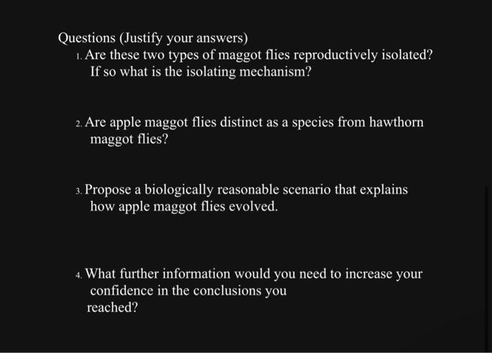 1. Hawthorn maggot flies live in eastern North | Chegg.com