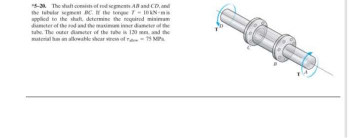 Solved 5-20. The shaft consists of rod segments AB and CD, | Chegg.com