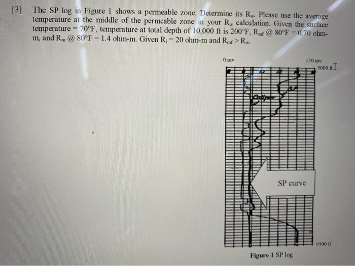 [3] The SP log in Figure 1 shows a permeable zone. | Chegg.com