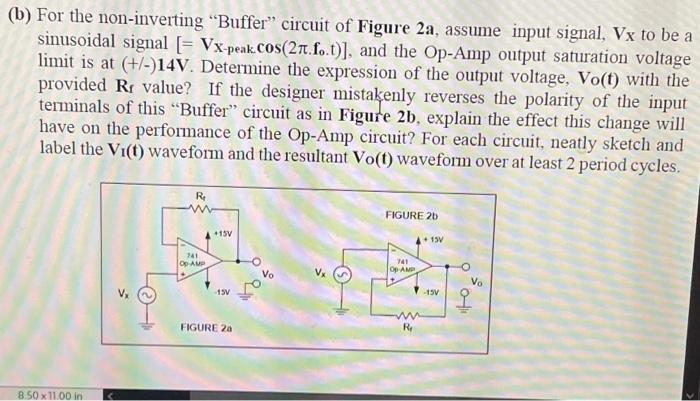Solved (b) For the non-inverting "Buffer" circuit of Figure | Chegg.com