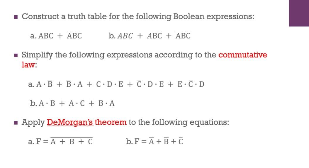 Solved - Construct a truth table for the following Boolean | Chegg.com