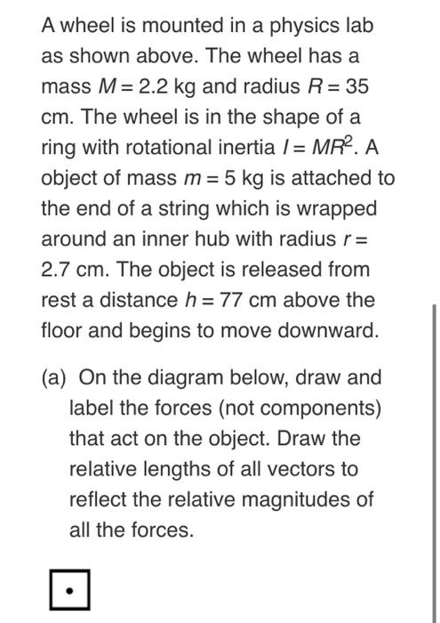 Solved 0A wheel is mounted in a physics lab as shown above. | Chegg.com