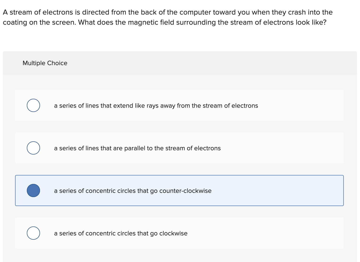 Solved A stream of electrons is directed from the back of | Chegg.com