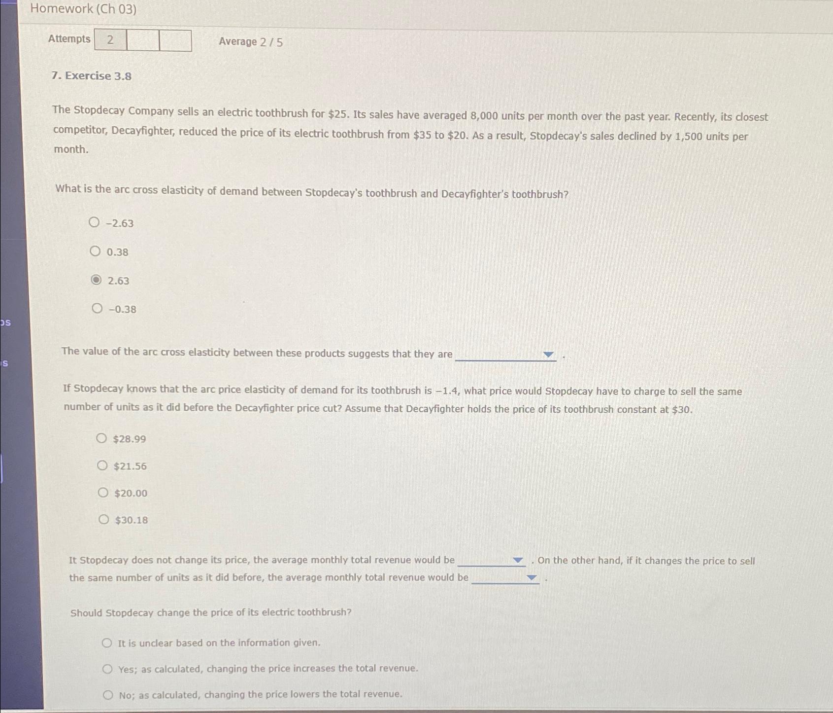 Solved Homework (Ch 03)Attempts2Average 257. ﻿Exercise | Chegg.com