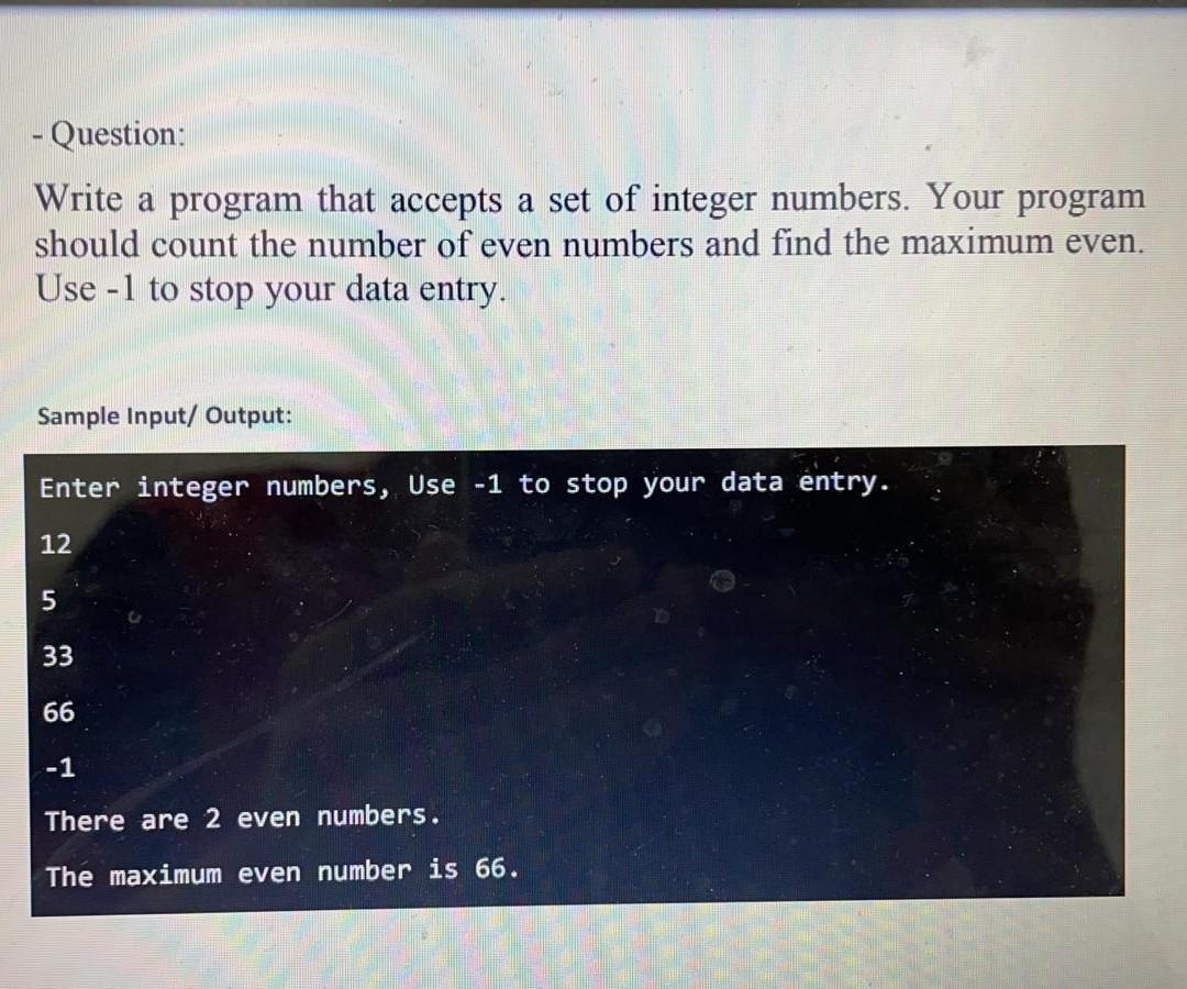 Solved - Question: Write a program that accepts a set of | Chegg.com