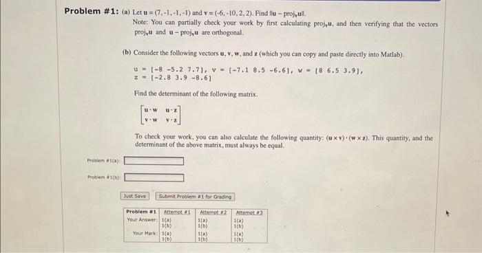 Solved roblem \# 1: (a) Let u=(7,−1,−1,−1) and | Chegg.com