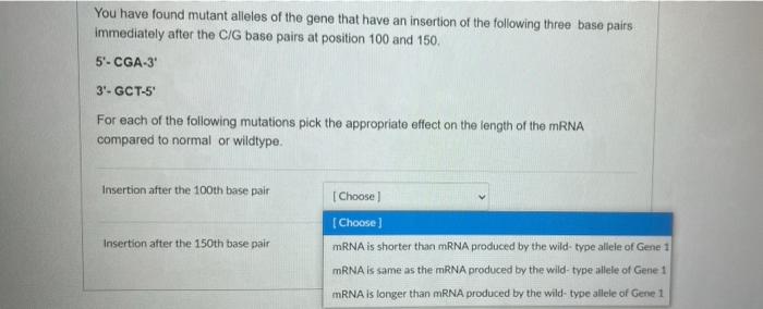 Solved Snown below is a partial DNA sequence of Gene A. The | Chegg.com