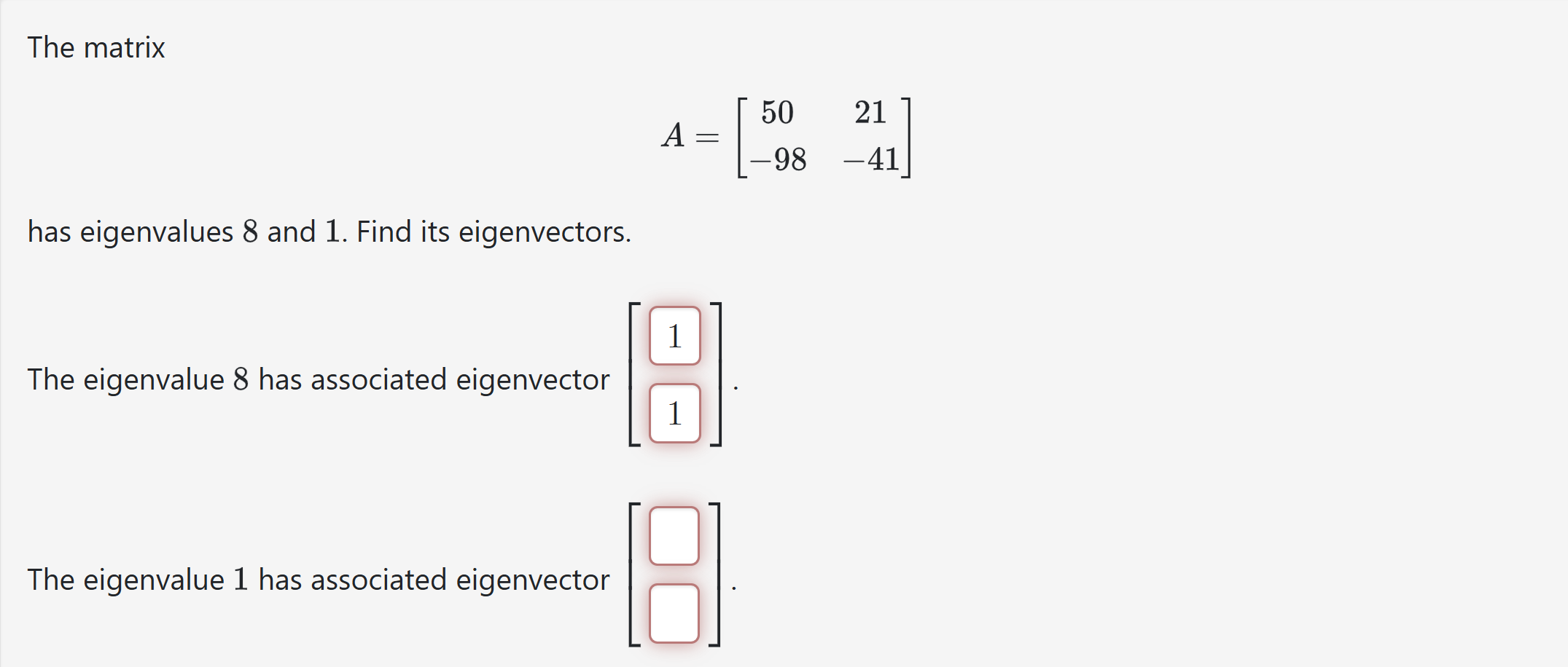 The matrixA=[5021-98-41]has eigenvalues 8 ﻿and 1 . | Chegg.com