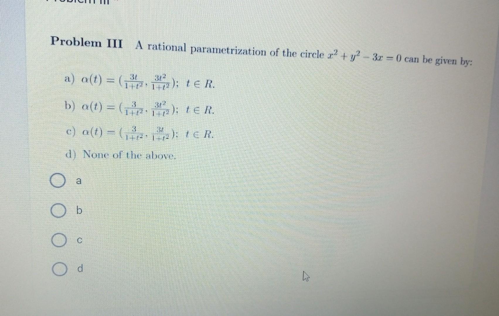 Solved Problem Iii A Rational Parametrization Of The Circle