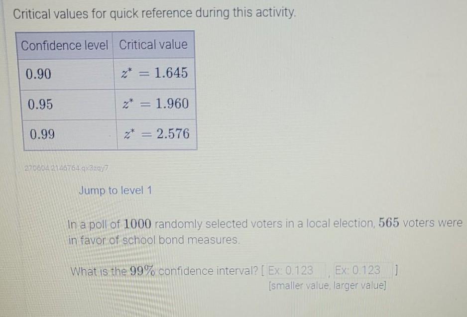 Solved Critical values for quick reference during this | Chegg.com