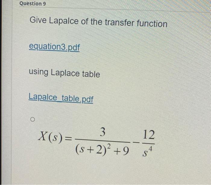 Solved Give Lapalce of the transfer function equation3.pdf | Chegg.com
