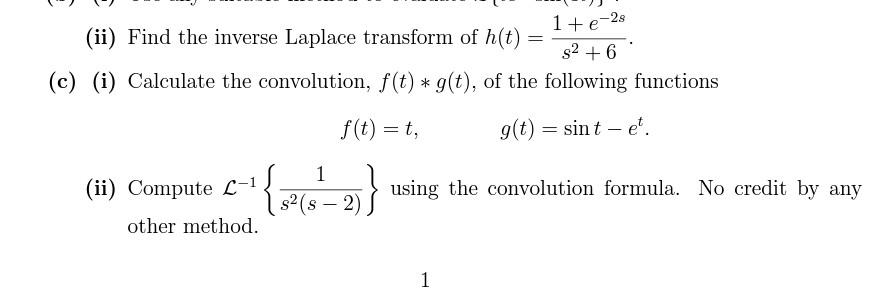 Solved (ii) Find the inverse Laplace transform of | Chegg.com