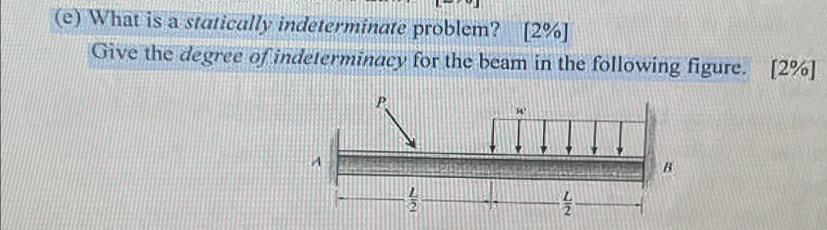 Solved (e) ﻿What is a statically indeterminate problem? | Chegg.com
