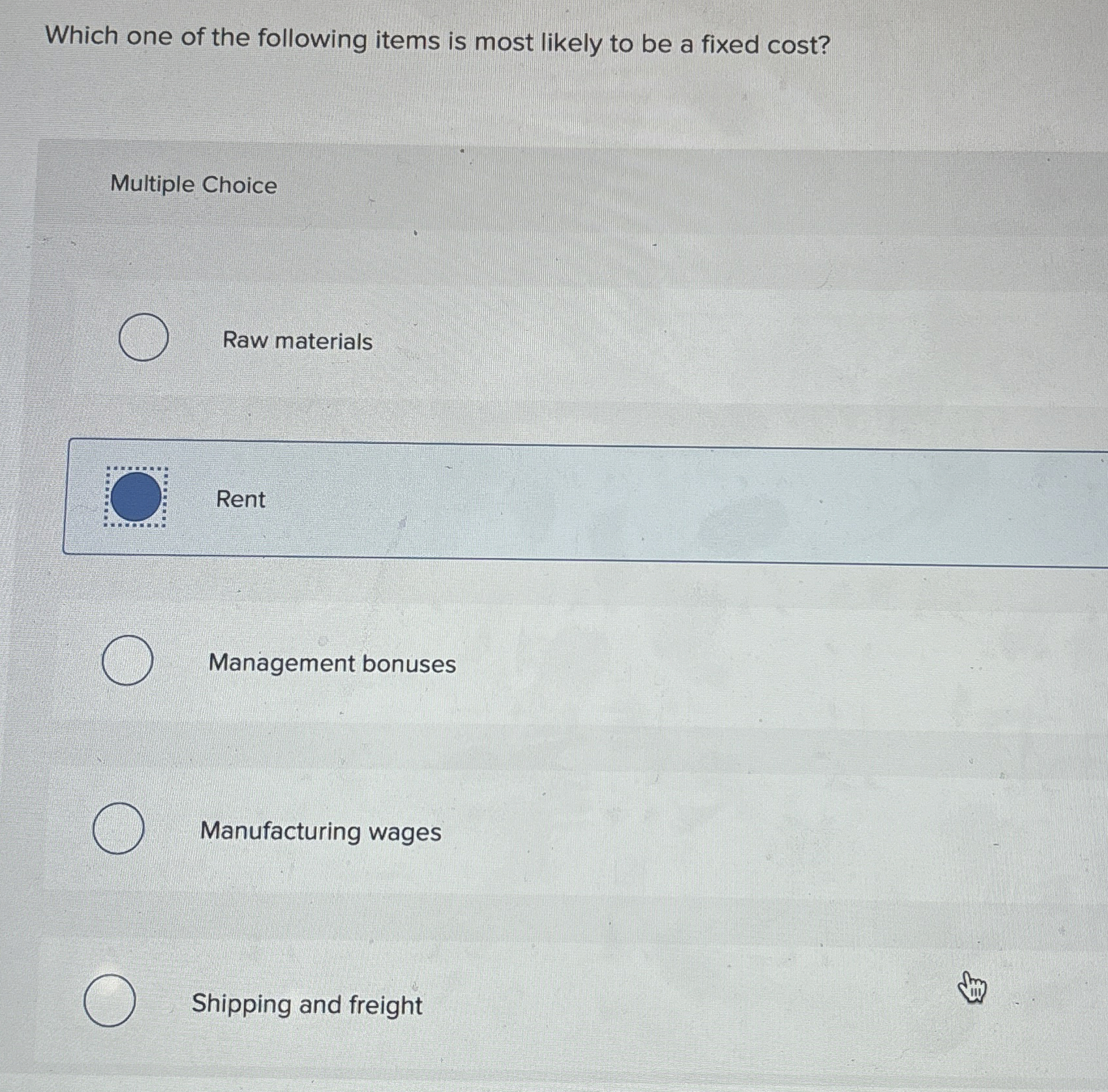 Solved Which one of the following items is most likely to be | Chegg.com